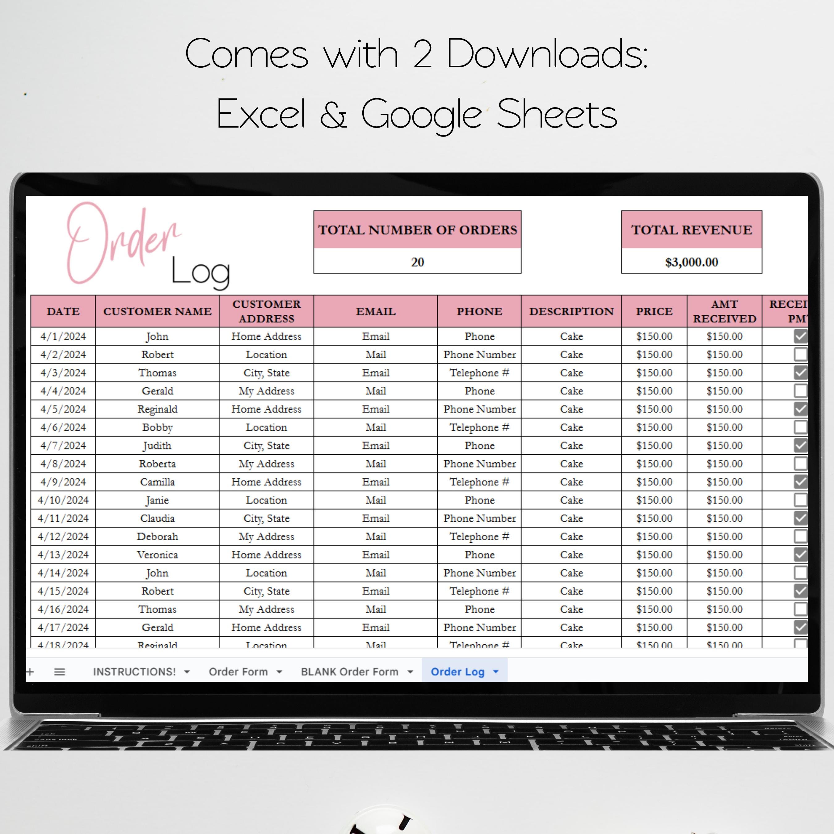 Order Form Template Google Sheets, Order Forms, Order Template, Order ...