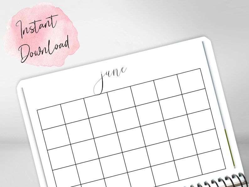 Blank Calendar PDF Calendar Printable Blank Calendars - Etsy