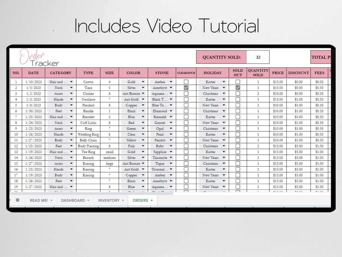 Jewelry Inventory Tracker Jewelry Making Planner List Excel - Etsy
