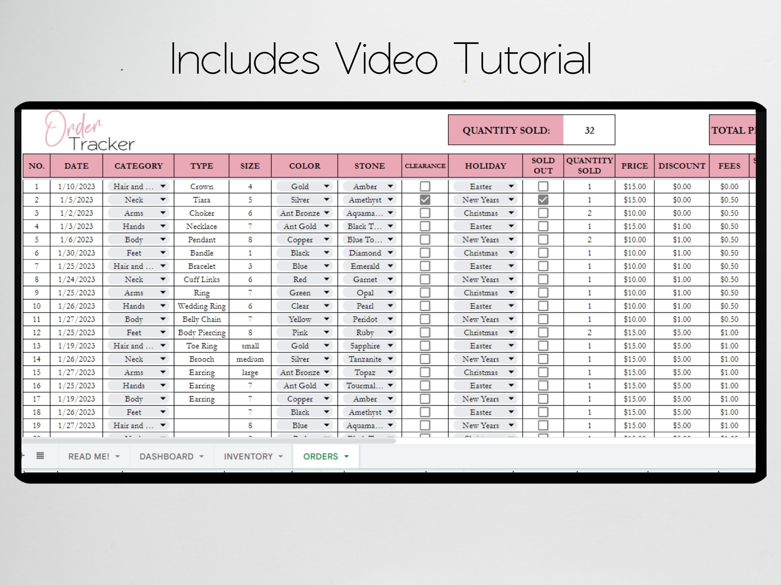 Jewelry Inventory Tracker Jewelry Making Planner List Excel - Etsy
