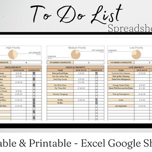 To Do List Google Sheets to Do List Spreadsheet to Do List - Etsy