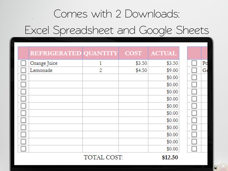 Grocery List Spreadsheet, Grocery Shopping List Template, Grocery ... Grocery List Spreadsheet, Grocery Shopping List Template, Grocery ...