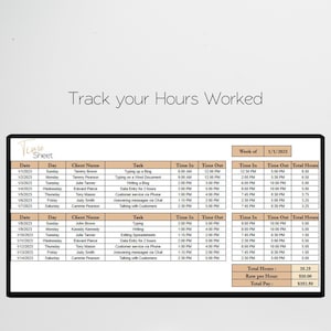 Weekly Time Sheet, Employee Time Tracker, Clock in and Out Timesheet ...