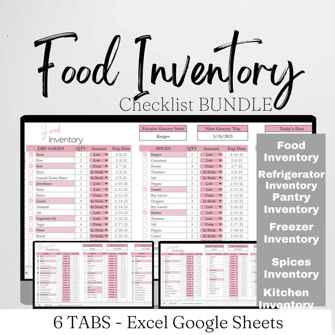 Food Inventory Template Bundle, Ultimate Food Tracker Spreadsheet List ...