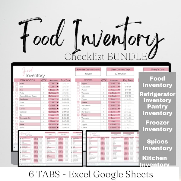 Excel Food Inventory Spreadsheet - Etsy