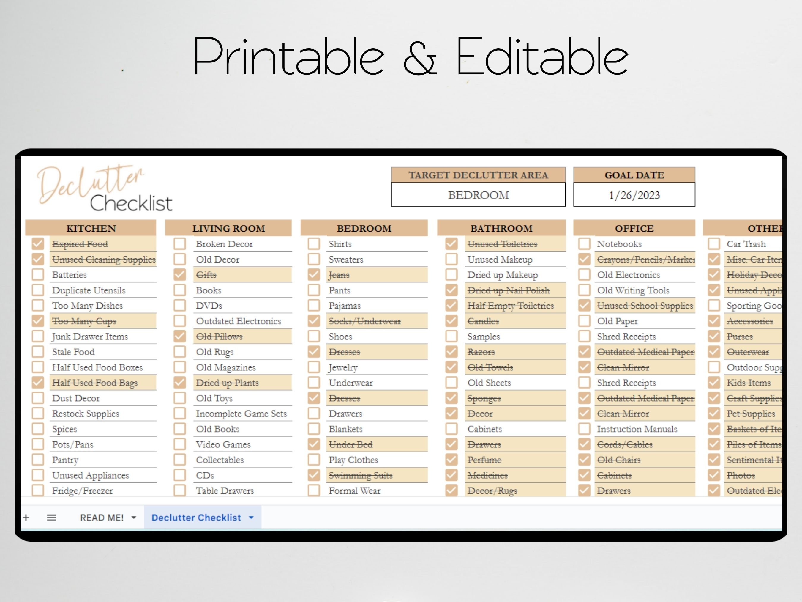 Digital Declutter List, Decluttering Checklist, Decluttering List ...