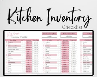 Kitchen Inventory Template, Pantry Inventory Spreadsheet List, Freezer ...