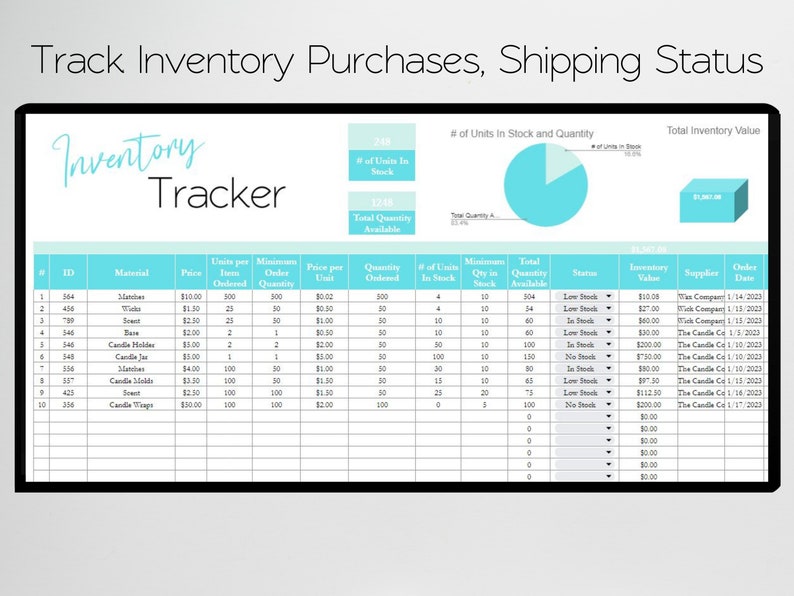 Inventory Management Spreadsheet Inventory Management Excel - Etsy