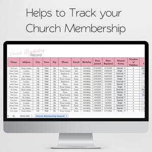 Church Membership Directory Template Excel Spreadsheet, Church ...