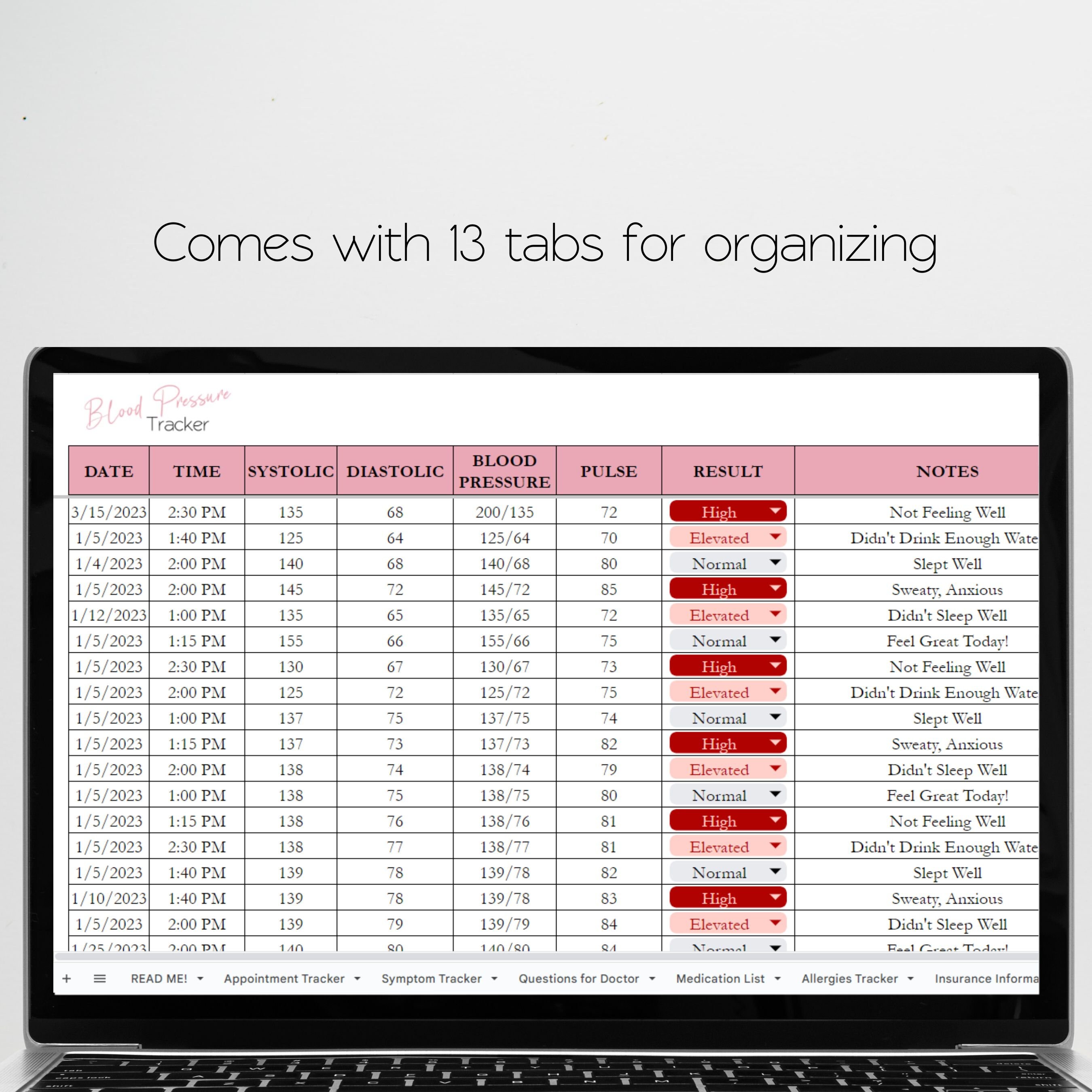 Health Tracker Template Excel Spreadsheet, Health Planner Google Sheets ...