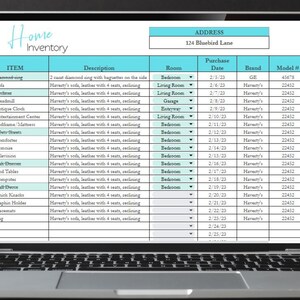 Home Inventory Spreadsheet, Home Inventory Template, Home Inventory ...
