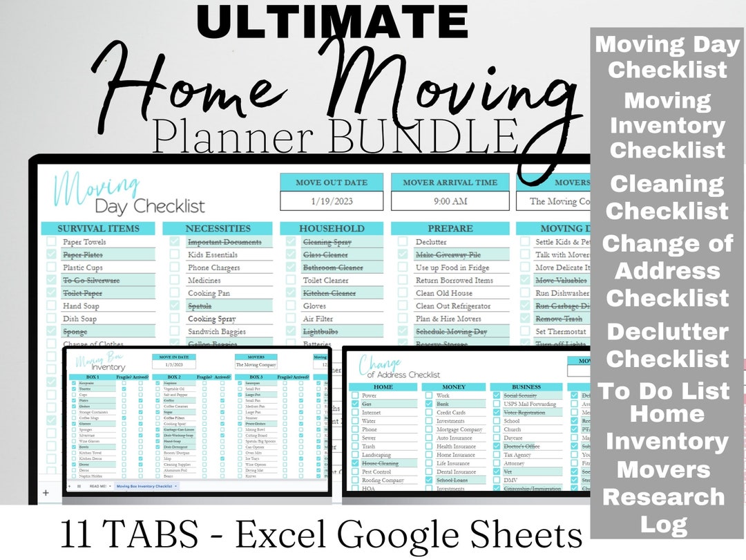 Digital Moving Checklist Bundle, Packing Checklist, Moving Guide List ...