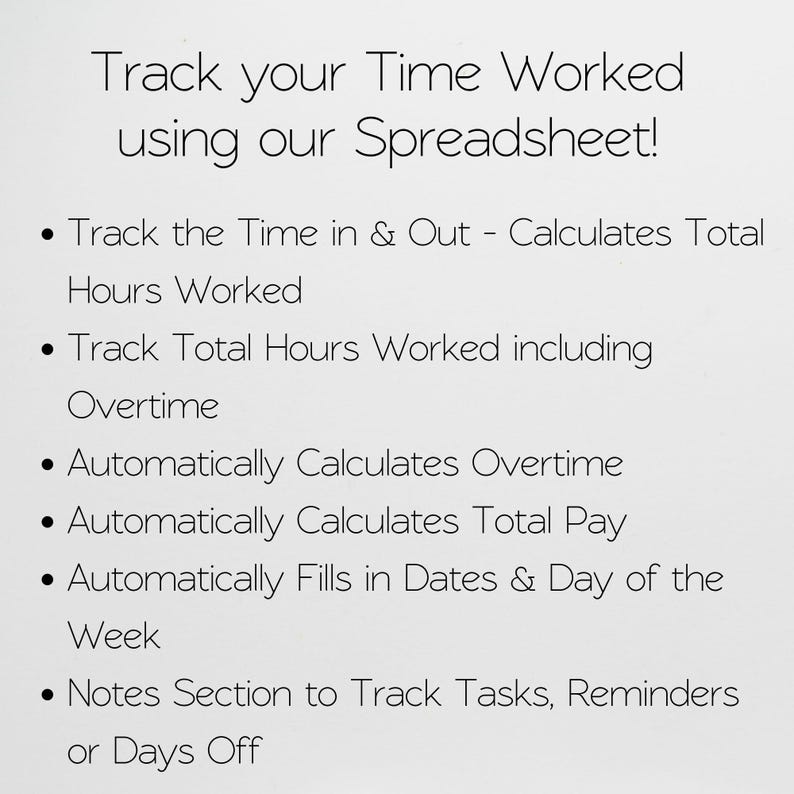 Biweekly Timesheet Template, Work Log Regular Hours & Overtime Tracker ...
