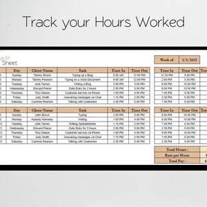 Weekly Time Sheet, Employee Time Tracker, Clock in and Out Timesheet ...