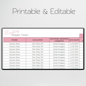 Mystery Shopper Tracker Google Sheet, Secret Shopper Mystery Shopping ...