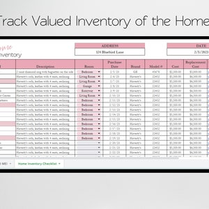Home Inventory Template, Home Inventory Checklist, Home Inventory ...