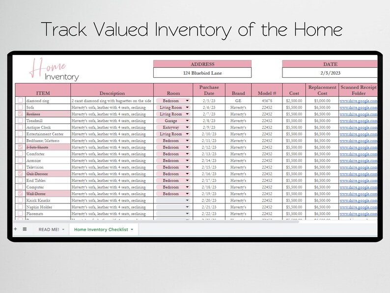 Home Inventory Template Home Inventory Checklist Home - Etsy
