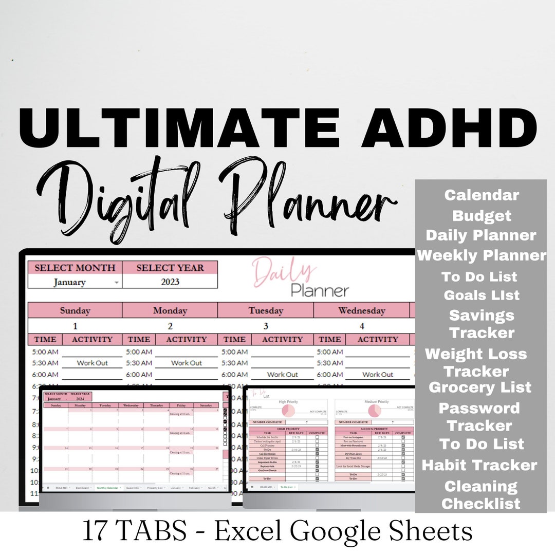 Life Planner Bundle Digital Template Google Sheets, ADHD Digital ...