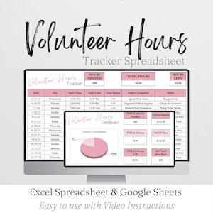Volunteer Hours Tracker Excel - Etsy
