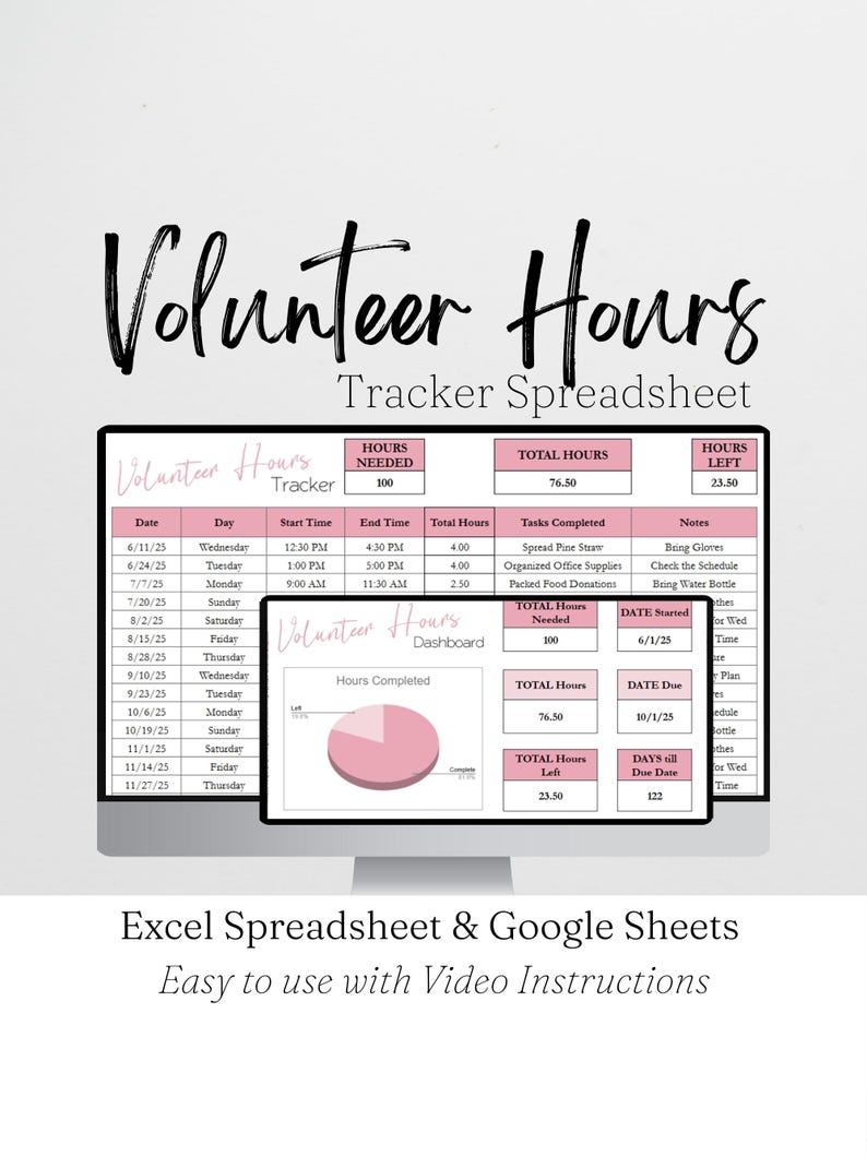 Volunteer Hours Log Sheet, Community Service Tracker Template Google ...