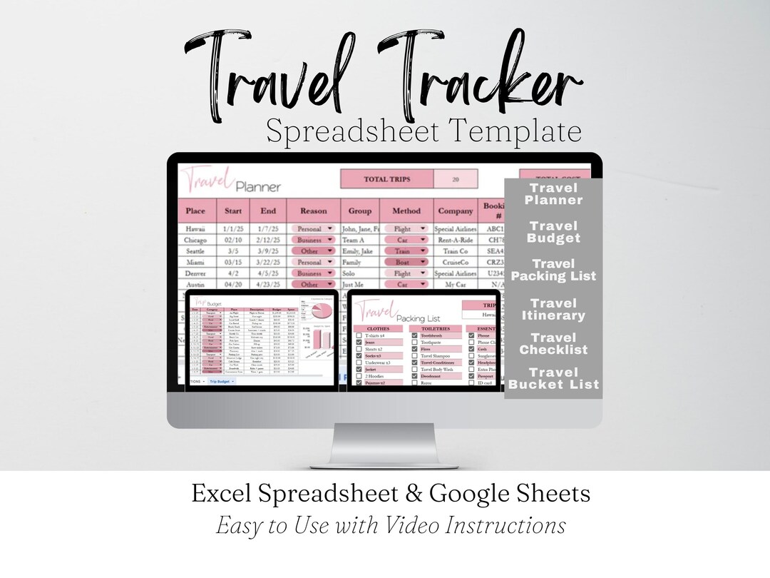 Travel Planner Template, Travel Tracker, Family Trip Planner Google ...