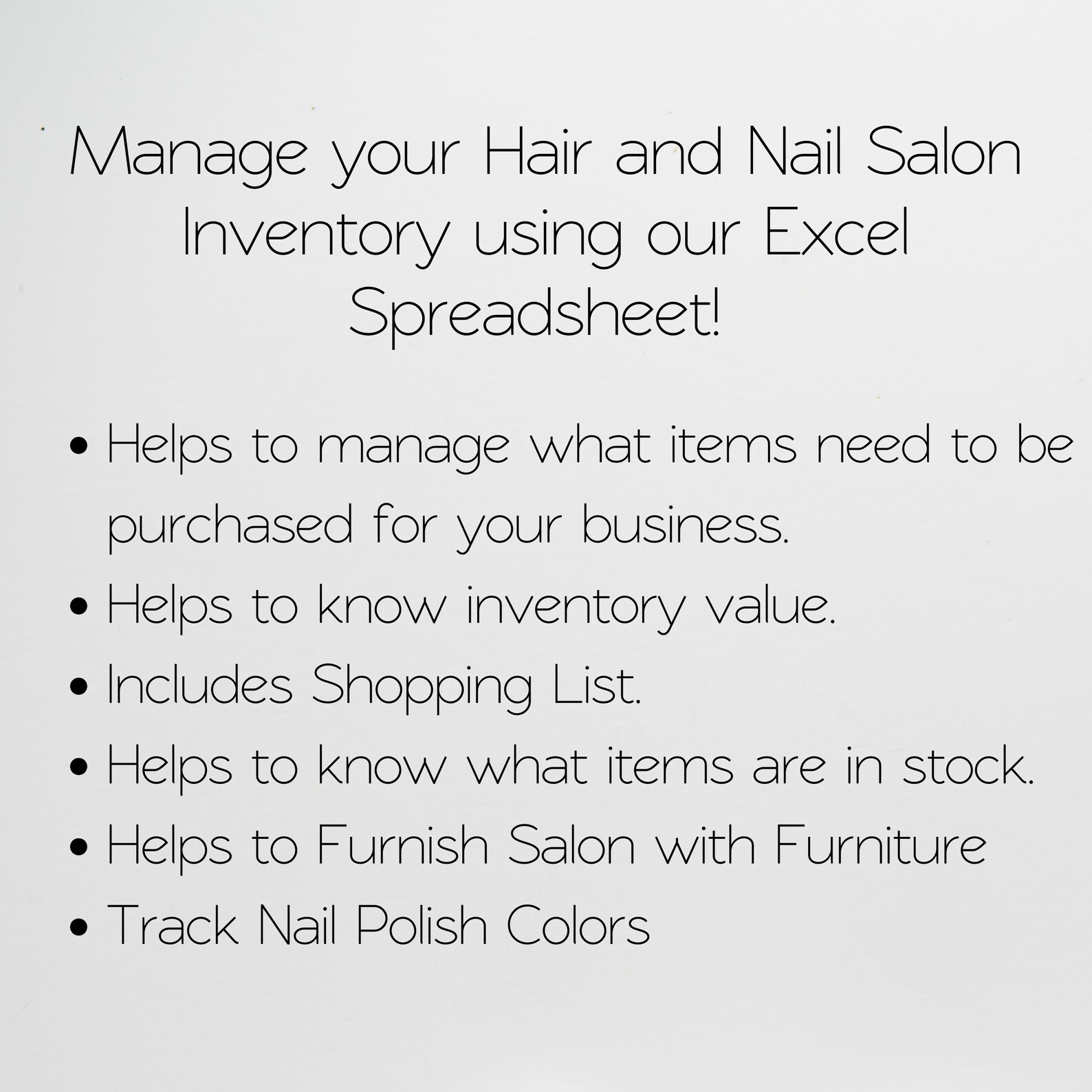 Salon Inventory Template, Salon Inventory Tracker Log, Beauty Salon ...