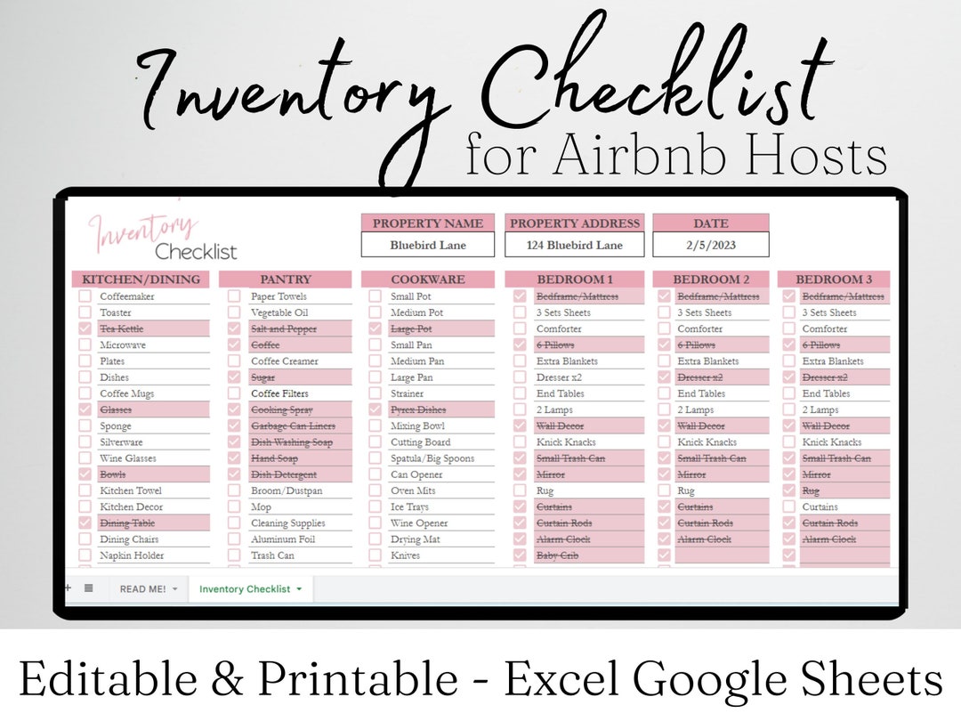 Checklist Inventory Bundle, Rental Property Furniture List, Short Term ...
