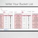 Bucket List Template Excel Spreadsheet, Bucket List Journal, Bucket ...