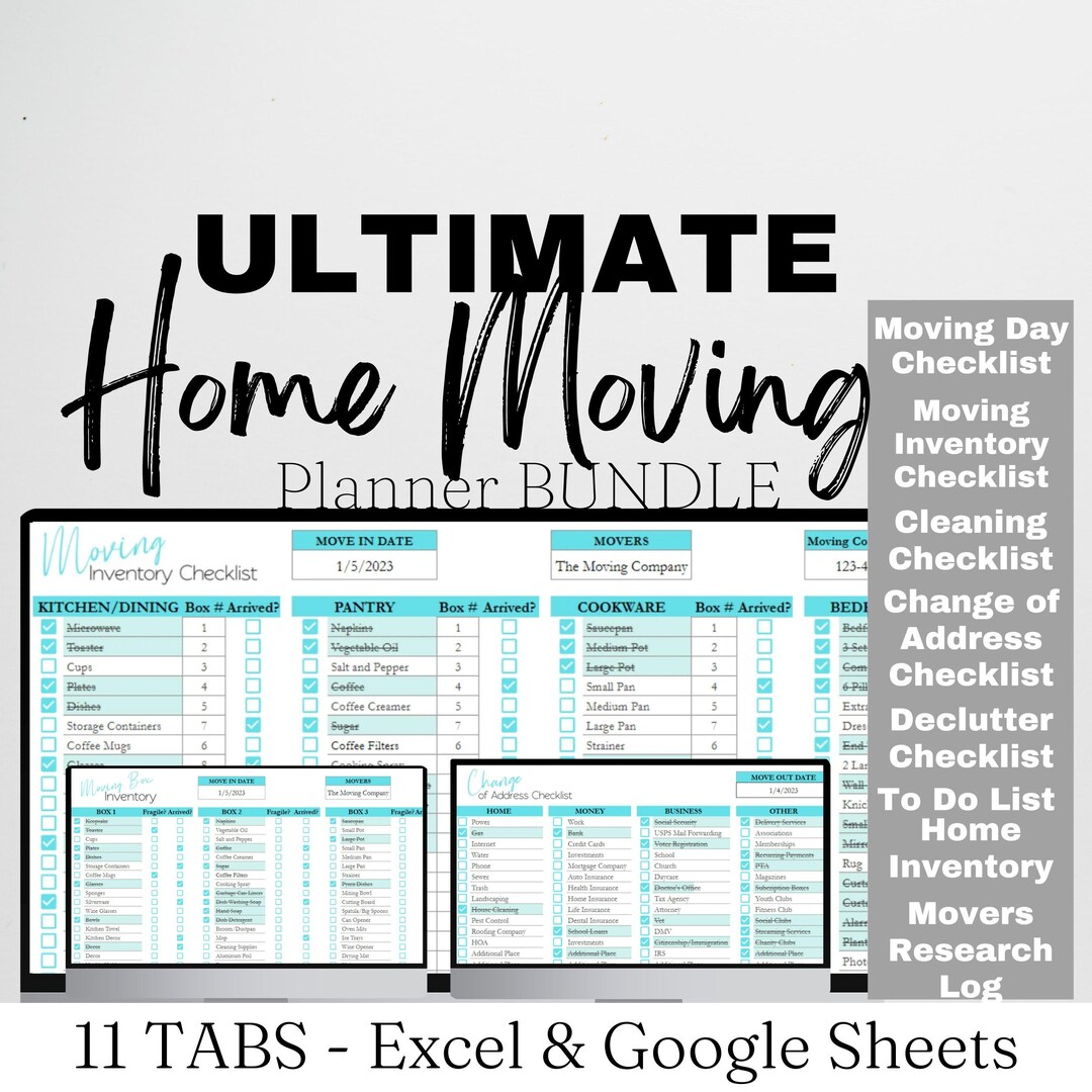 Digital Moving Checklist Bundle, Packing Checklist, Moving Guide List ...