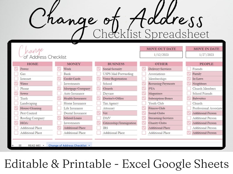 Change of Address Template, Address Checklist, New Address Checklist ...