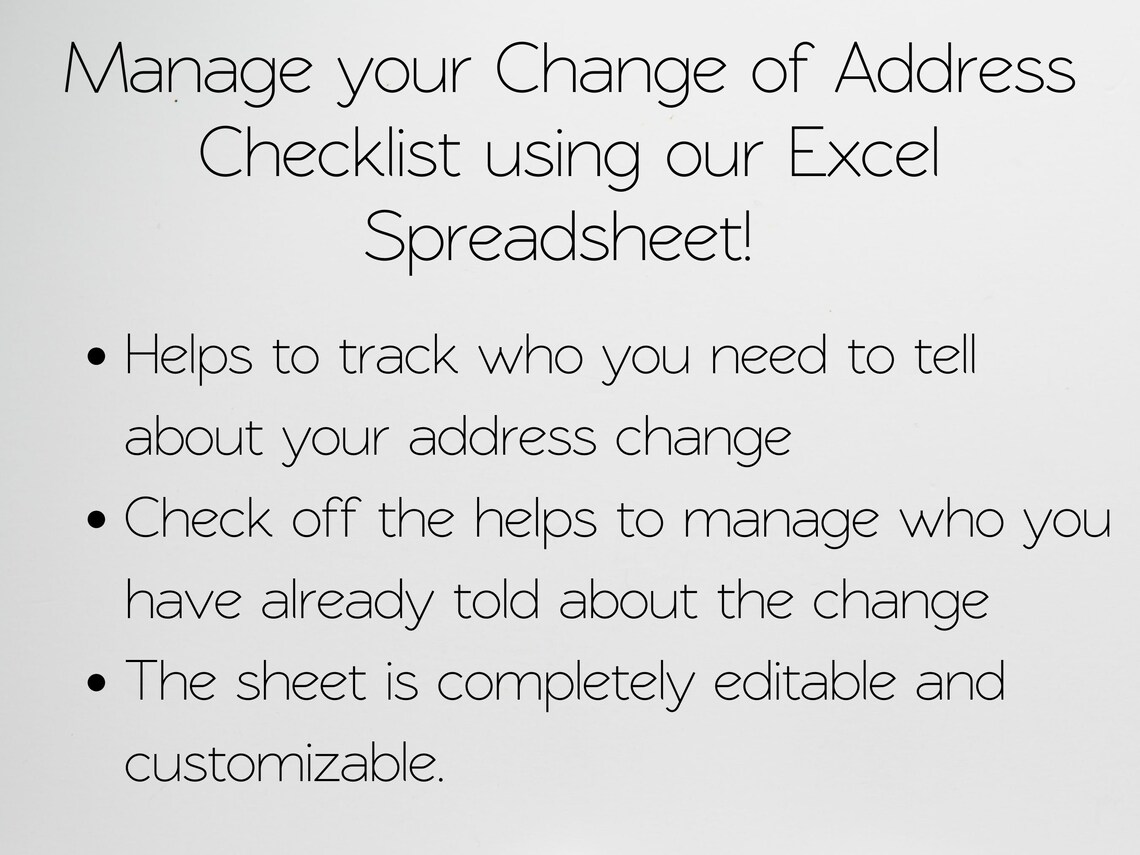Change of Address Template Address Checklist New Address - Etsy