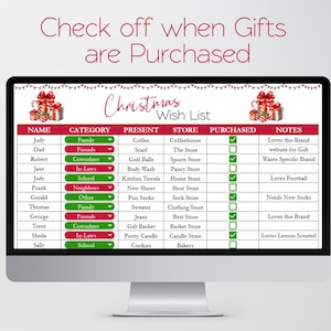 Christmas Wish List Template Google Sheets, Christmas Shopping List ...