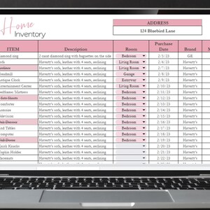Home Inventory Template, Home Inventory Checklist, Home Inventory ...