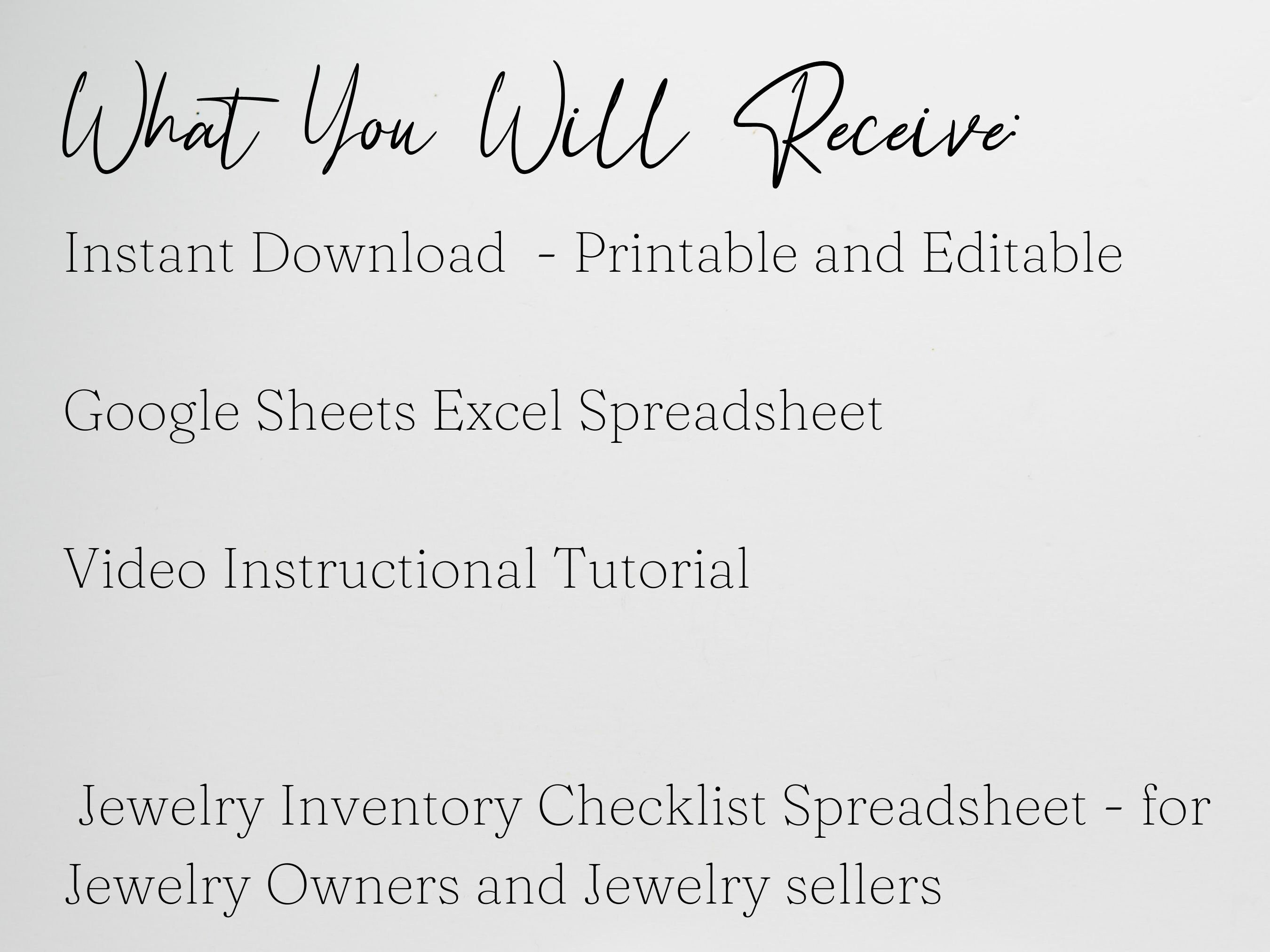 Jewelry Inventory Tracker Jewelry Making Planner List Excel - Etsy