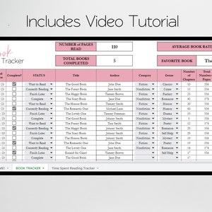 Book Tracker Journal, Book Tracker Excel, Reading Planner, Book Tracker ...