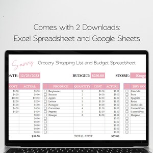 Grocery Budget Spreadsheet, Grocery Shopping List Template Groceries ...
