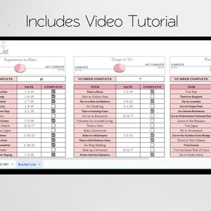 Bucket List Template Excel Spreadsheet, Bucket List Journal, Bucket ...