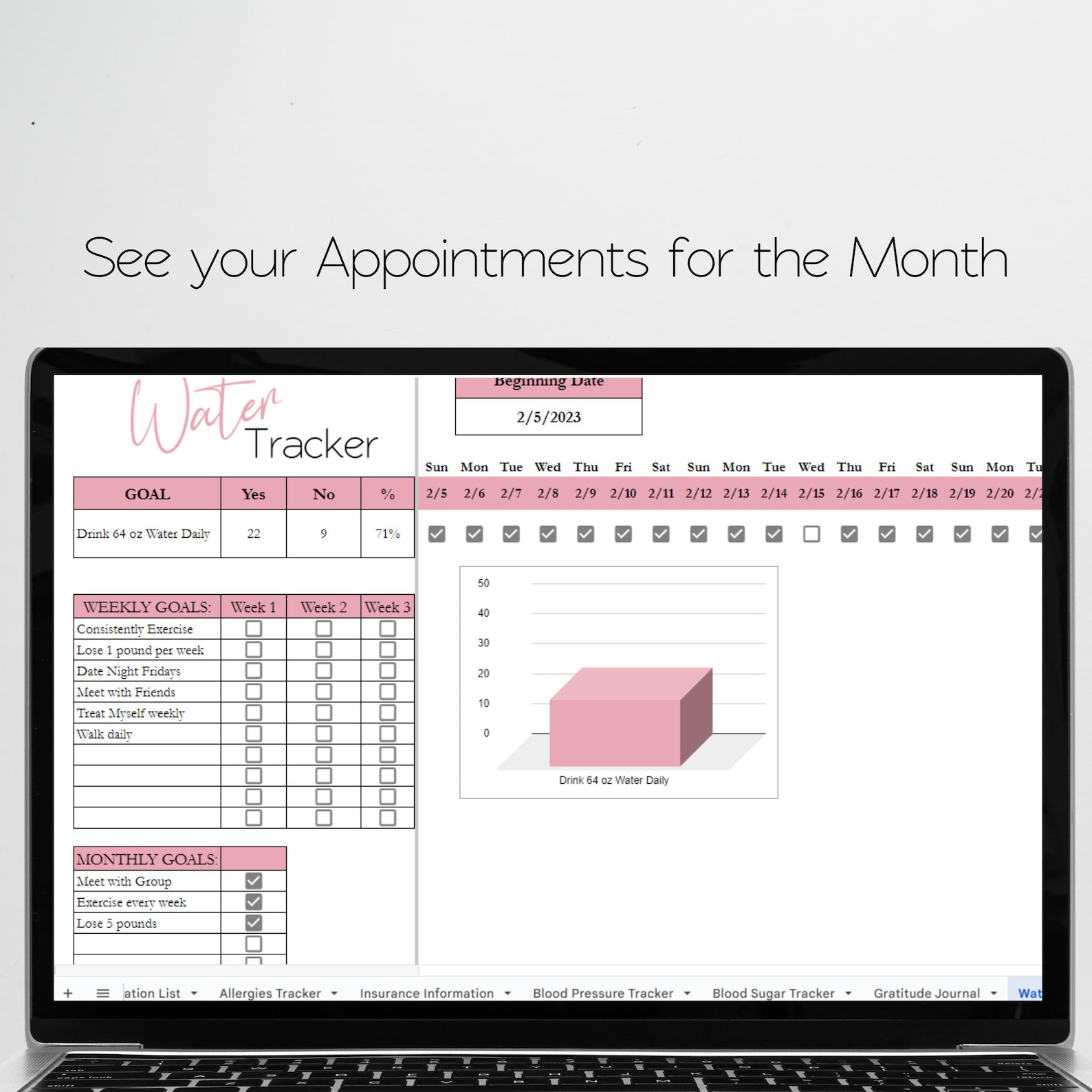 Health Tracker Template Excel Spreadsheet, Health Planner Google Sheets ...