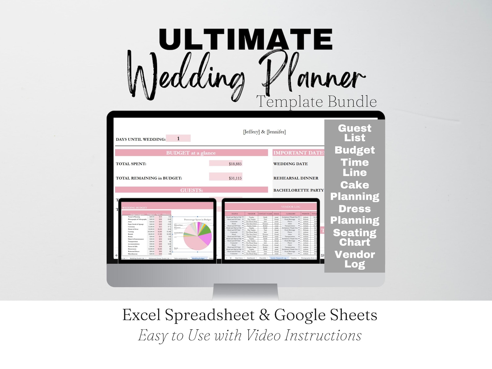 Wedding Planner Spreadsheet Excel Google Sheets, Ultimate Wedding ...