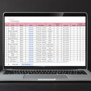 Yarn Inventory Tracker Excel Spreadsheet, Yarn Organizer Worksheet ...