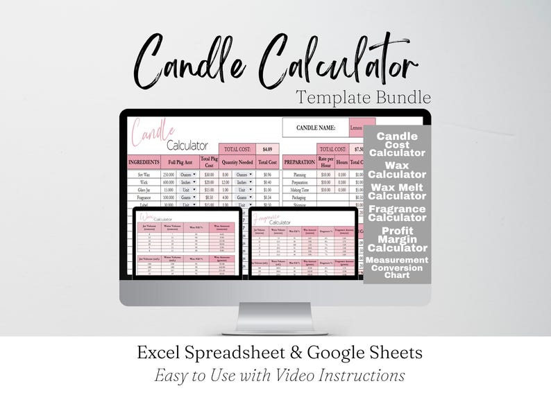 Candle Calculator Spreadsheet Template Google Sheets, Fragrance ...