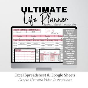 Life Planner Digital Template Google Sheets, Digital Life Planner, Life ...