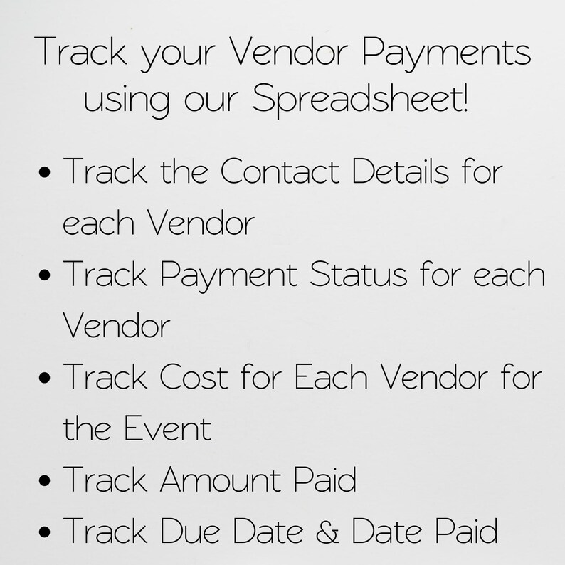 Vendor Payment Tracker Template Google Sheets, Wedding Vendor Payment ...