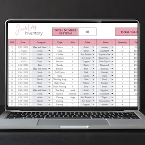 Jewelry Inventory Tracker, Jewelry Making Planner List Excel ...