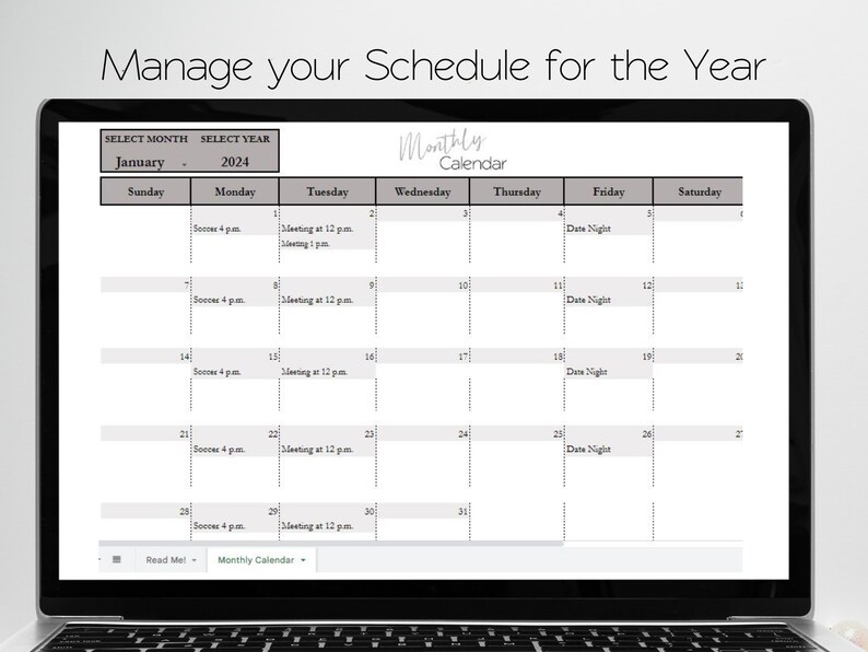 Calendar Google Sheet Template Yearly Calendar 2023 Monthly - Etsy