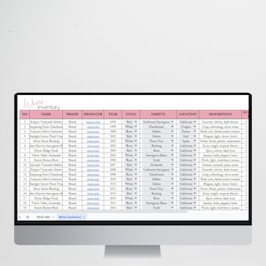 Wine Inventory Template, Wine Collection, Wine List, Inventory Tracker ...