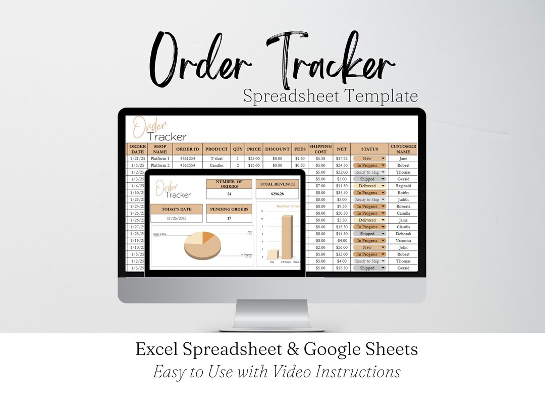 Order Tracker Excel, Order Tracker Google Sheets, Order Tracker ...