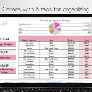 Home Renovation Planner Excel Spreadsheet, Home Improvement, Home ...