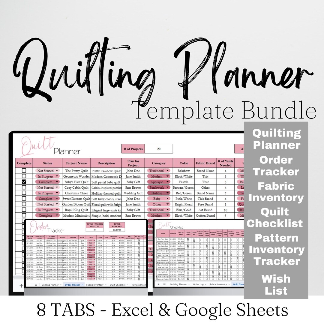Quilting Planner Google Sheet, Quilt Tracker Template, Quilt Planning ...