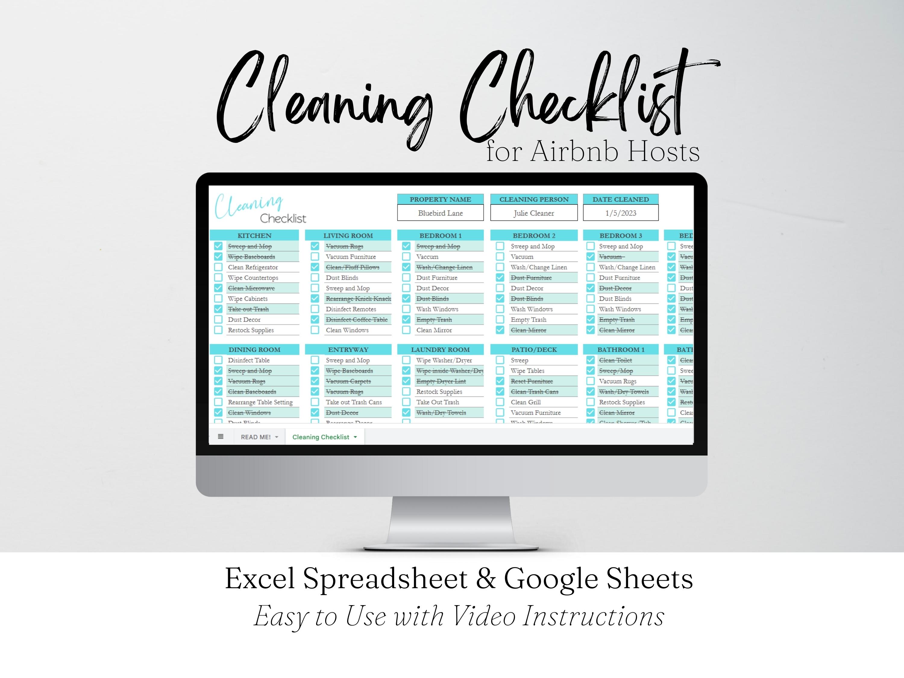 Cleaning List for Short Term Rental Property, Vacation Rental Cleaning ...